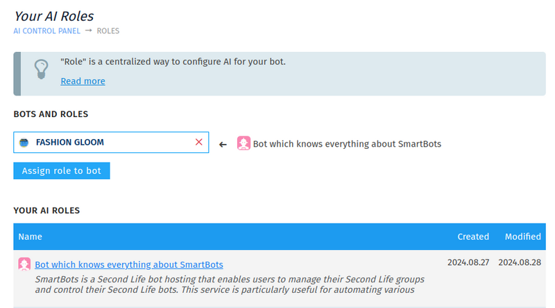 SmartBots AI/Roles - SmartBots Documentation :: Second Life bot hosting, group inviter, chat and ...