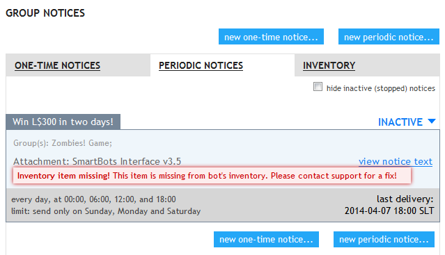 Group Notice Service Refreshed :: SmartBots :: Second Life bot hosting ...