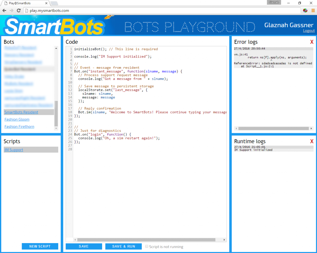 Program Your Second Life Bots In Javascript Smartbots Second Life Bot Hosting Direct