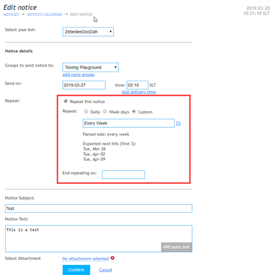 Advanced Notices now allows custom scheduling! :: SmartBots :: Second ...