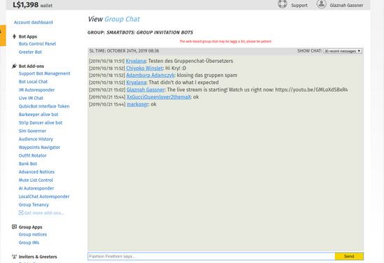 SmartBots: Second Life bot hosting and group tools